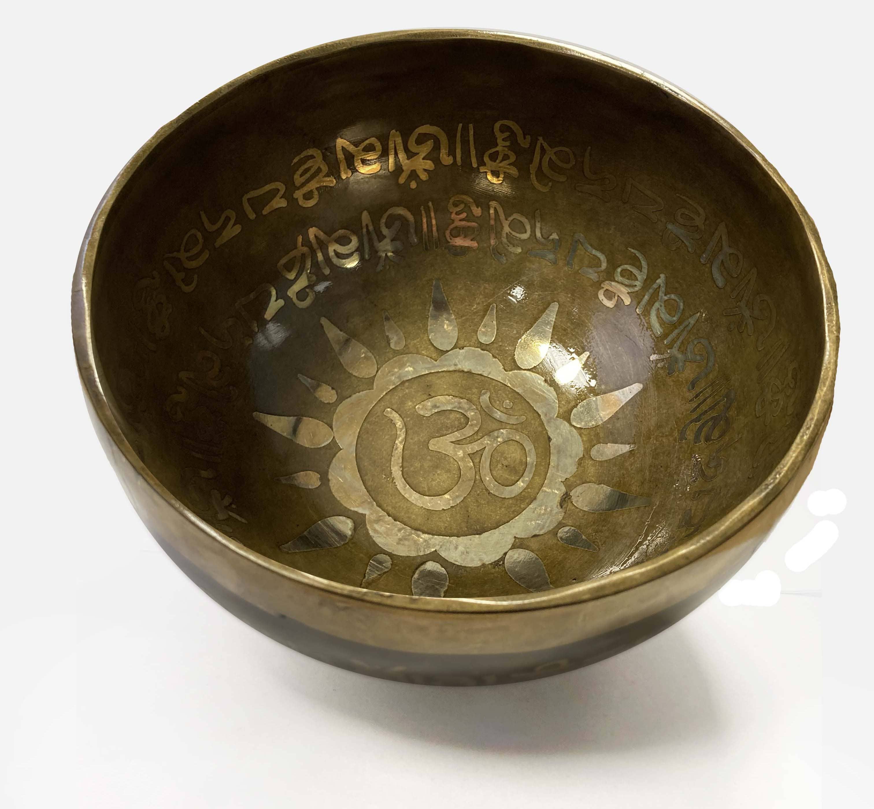 Om Tibetan singing bowl 7 metals with engravings without mesh 14cm Bols chantants Artisanat Arabesk